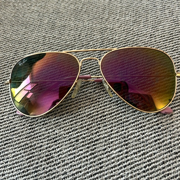 Ray-Ban | Accessories | Rayban Aviator Flash Lens Pink And Green | Poshmark